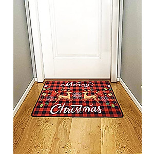 Juephe Non-Slip Christmas Rugs Christmas Mats 20 x 28.5 Inches， Holiday Rugs Winter Welcome Doormats Floor Mat for Indoor Outdoor Xmas Rug Home Garden Welcome Door mat Style 4