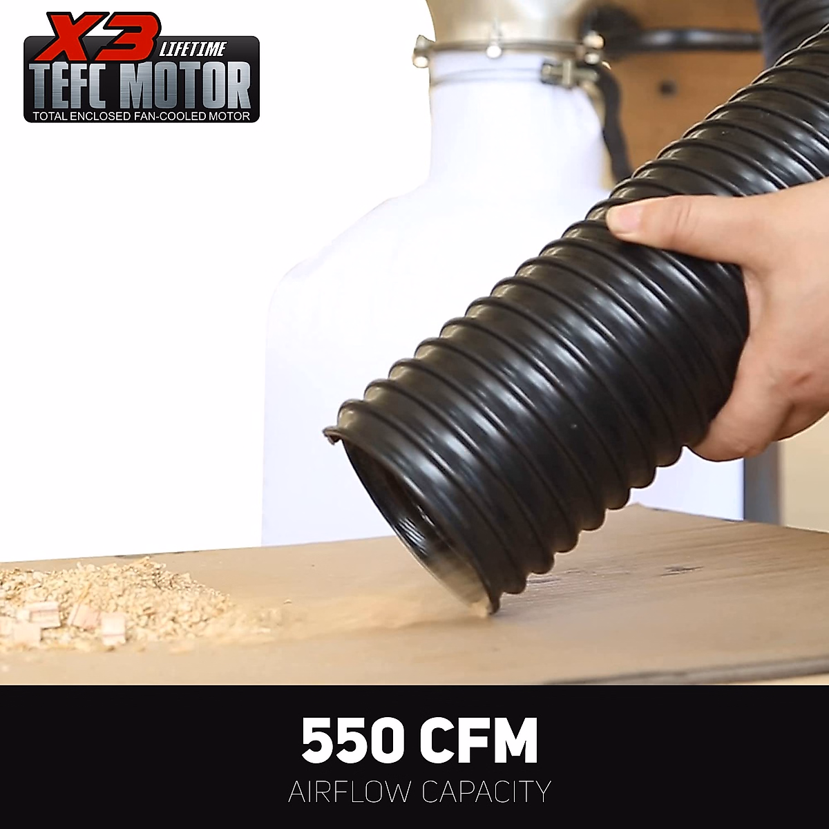 BUCKTOOL 1HP 6.5AMP Wall-mount Dust Collector with Remote Control and 2-micron Dust Filter Bag 550CFM Air Flow DC30A-1