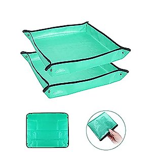 BIUWING 2PCS 39.4" x 39.4" Plant Repotting Mat Waterproof Transplanting Mat Indoor Succulent Potting Mat Portable Gardening Soil Changing and Watering mat Square and Foldable Garden mat