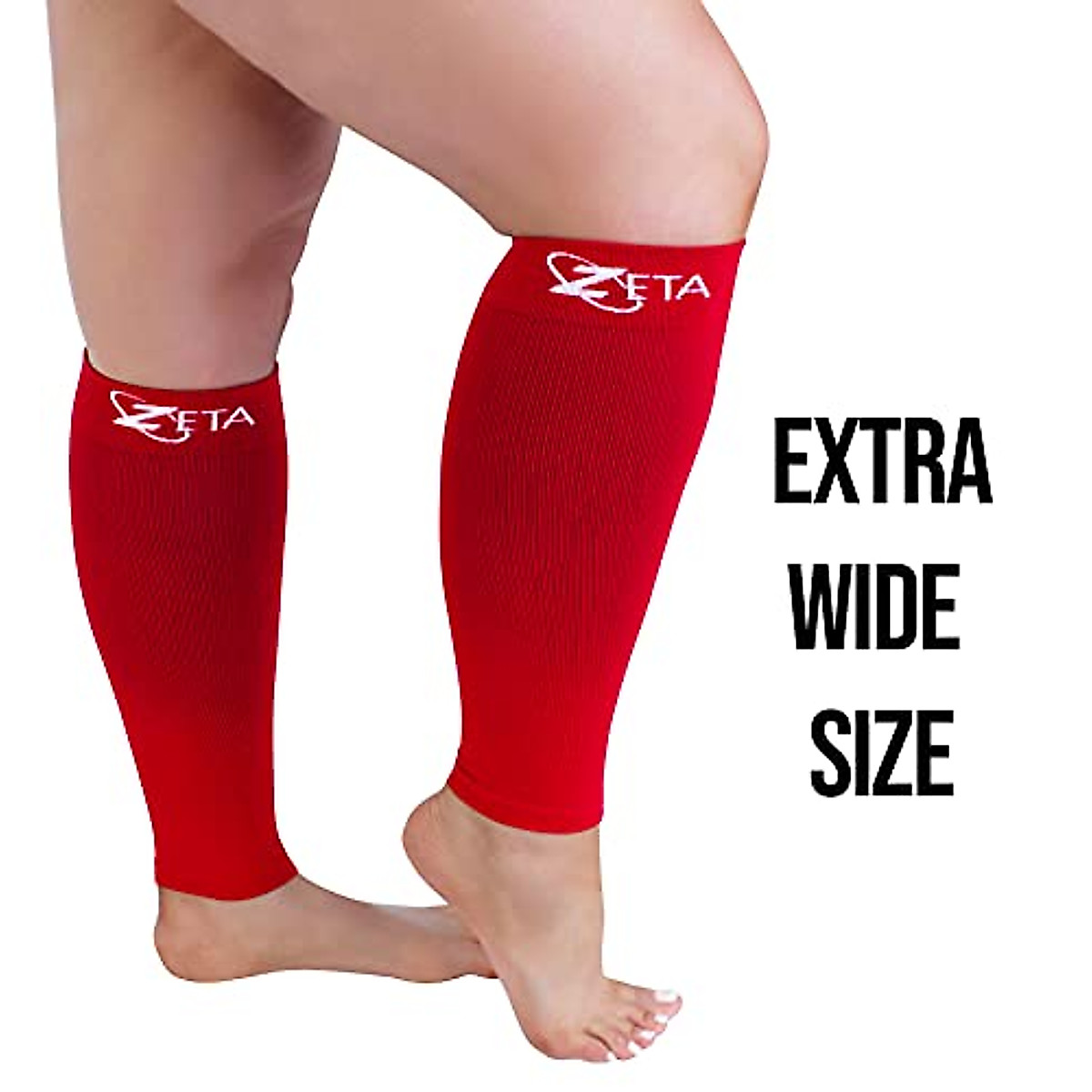 Zeta Wear Plus Size Leg Sleeve Support Socks - The Wide Calf Compression Sleeve Women Love for Its Amazing Fit, Cotton-Rich Comfort, Graduated Compression & Soothing Relief, 1 Pair, Size 2XL, Black