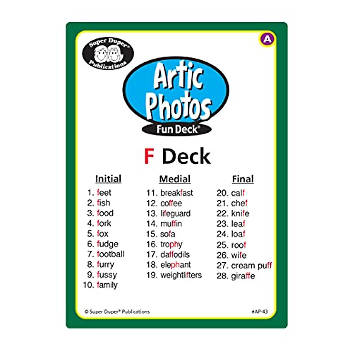 Super Duper Publications | Articulation Photos F Fun Deck Flash Cards | Educational Learning Resource for Children