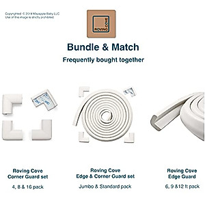 RovingCove Corner Protector for Baby (8 Large Corners), Hefty-Fit Heavy-Duty Soft Rubber Foam Furniture Corner Bumper Guards, 3M Adhesive Pre-Taped, Oyster White
