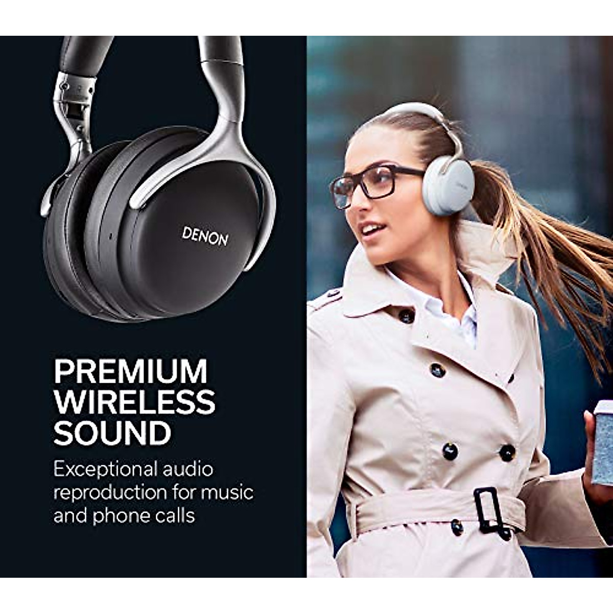 Denon AH-GC25W Premium Wireless Headphones with aptX Bluetooth | Hi-Res Audio Quality | Up to 30 hours of Wireless Use | Designed for Comfort | Battery-saving Auto-Standby Mode | White