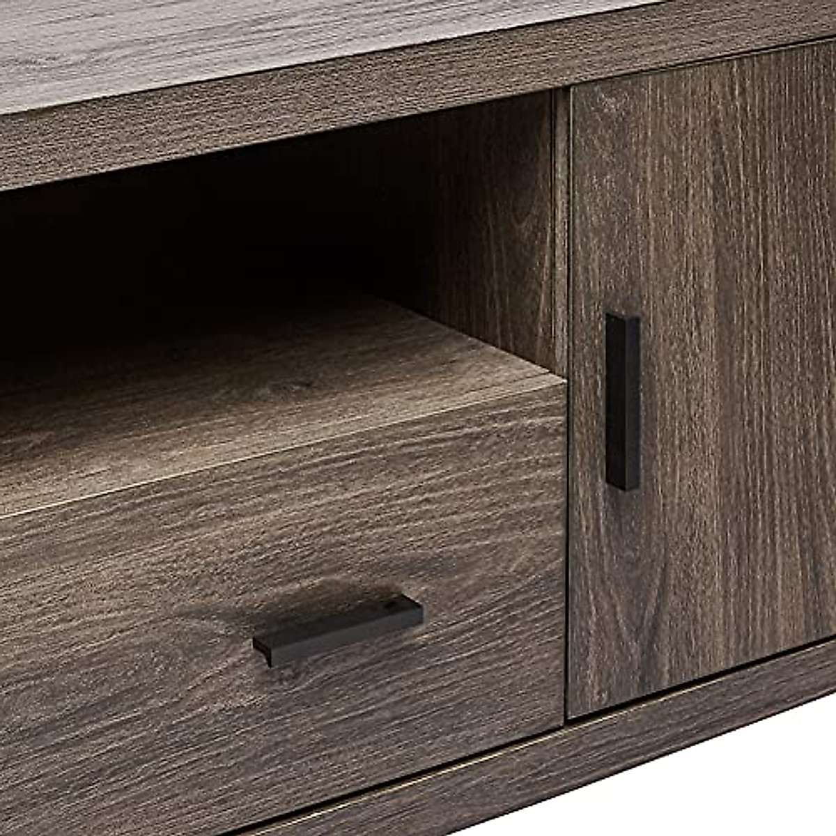 ROCKPOINT Industrial Modern Universal Stand with Doors and Open Shelves Entertainment Center, 60 Inch, Charcoal Grey