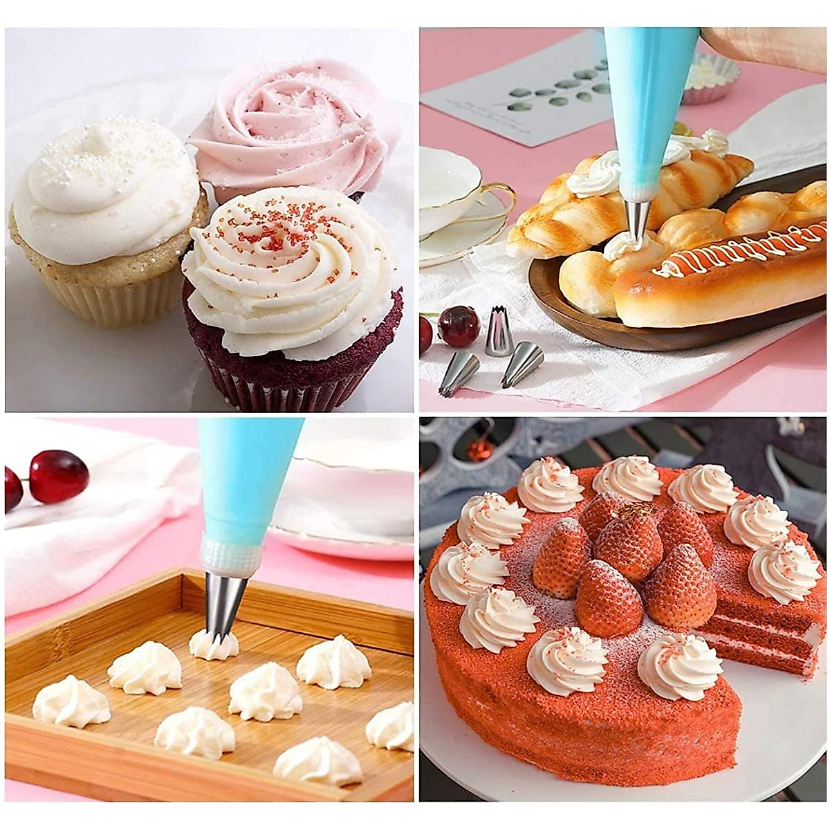 GZMAISULEE Piping Bags and Tips Set for Beginners Cake Decorating Tips for Baking with Pastry Bags and Tips, Icing Tips, Couplers, Icing Bags Ties