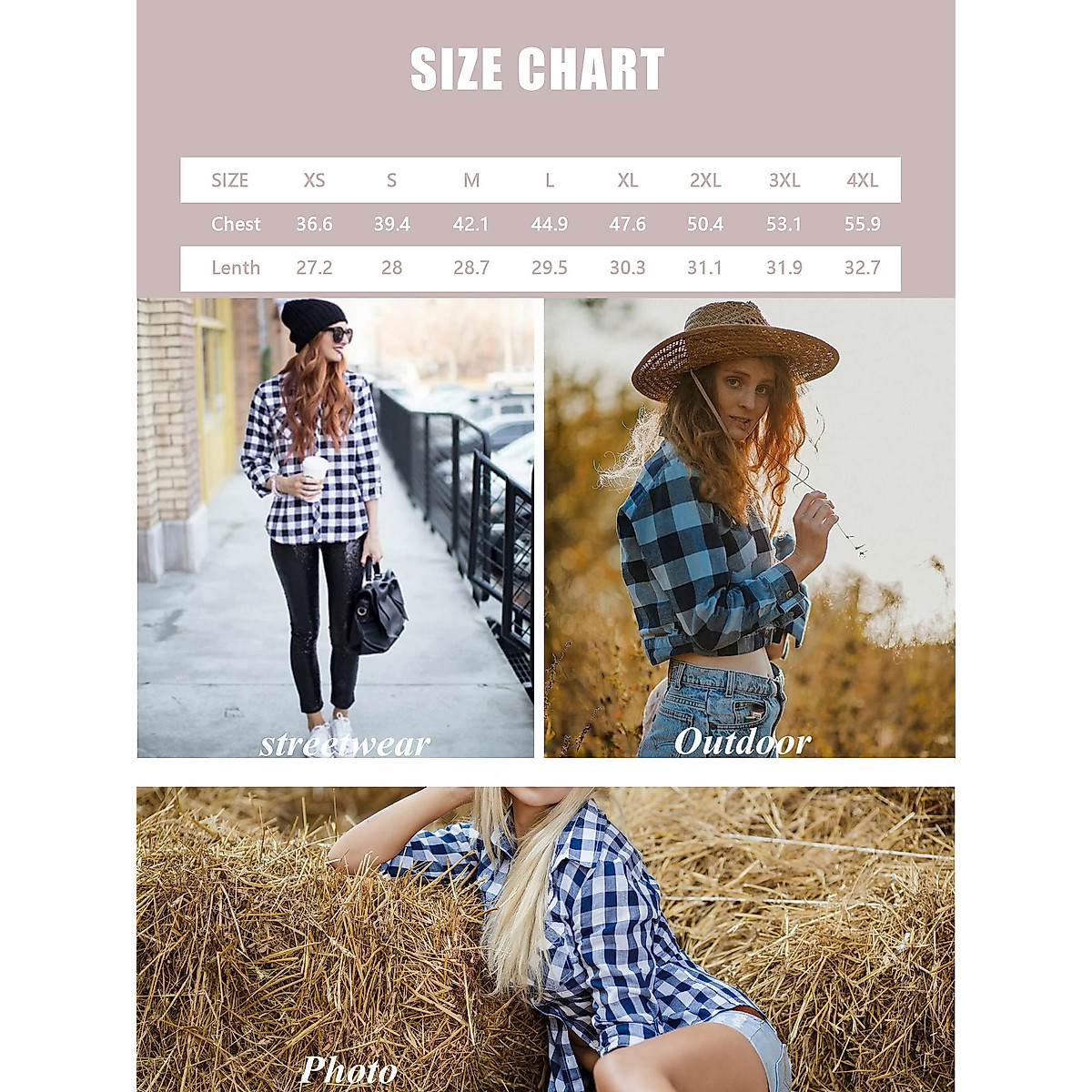 OCHENTA Women's Roll Up Sleeve Button Down Plaid Flannel Shirt Fall Casual Tops D005 Blue Black XS