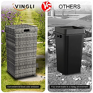VINGLI 27 Gallon Outdoor Trash Can, Outdoor Dustbin with Convenient Lid for Patio, Garden, Yard, Outdoor Kitchen (Grey with Gradient)