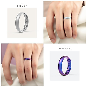 ThunderFit Women Breathable Eternity Pattern Silicone Wedding Rings Anniversary Bands 4mm Wide 1.5mm Thick - 1/2/3/4/5/6/7/8/9/10/12 Variety Multipack