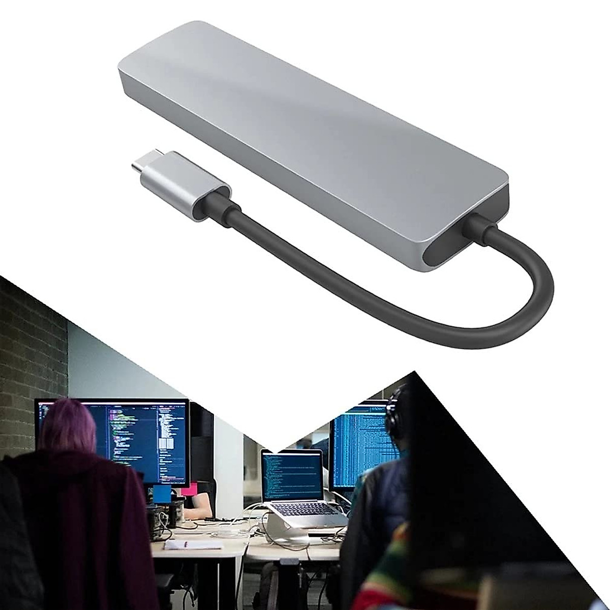 SHYPT Type-C Hub to HDMI-Compatible Adapter 4K 3 USB C Hub with TF Security Digital Reader Slot for MacBook Pro