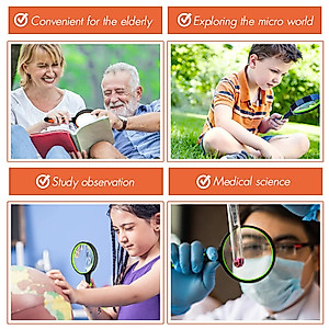 Leffis 3 Pack Magnifying Glass, 10X Non-Slip Handheld Reading Magnifier for Kids and Seniors, 75mm Magnifying Glass Lens for Reading, Classroom Science, and Nature Exploration