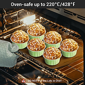 EUSOAR Muffin Liners, 50pcs 5oz 125ml Disposable Cupcake Cups, Aluminum Foil Muffin Liners Cups with Lids, Cupcake Holder, Disposable Aluminum Foil Cupcake Baking Cups Holders Ramekins Pans with Lids