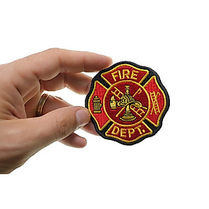 Patch, Embroidered Patch (Iron-On or Sew-On), Fire Department Shield Cross, 3" x 3" (7.6 cm x 7.6 cm)