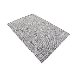 Unique Loom Collection Casual Transitional Solid Heathered Indoor/Outdoor Flatweave Area Rug, 4 ft x 6 ft, Light Gray/Ivory