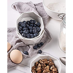 Delling Ramekins 4 oz Set, Creme Brulee Ramekins Oven Safe, Geometric Souffle Dishes Ramekins, Porcelain Ramekin for Baking Souffle Ramekins Bowls, Small Souffle Dishes Bowls Set of 6, White