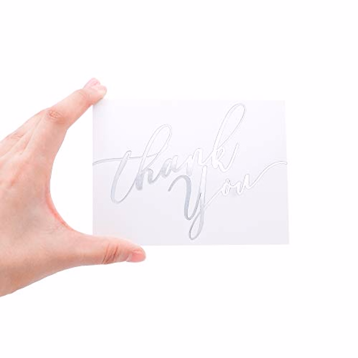 60 Pack Silver Thank You Cards -Elegant Greeting Cards With ‘’Thank you’’ Embossed In Silver Letters -Baby Shower, Bridal, Wedding Thank You Cards -Include 60 Envelope - 3.75'' x 5'' inch