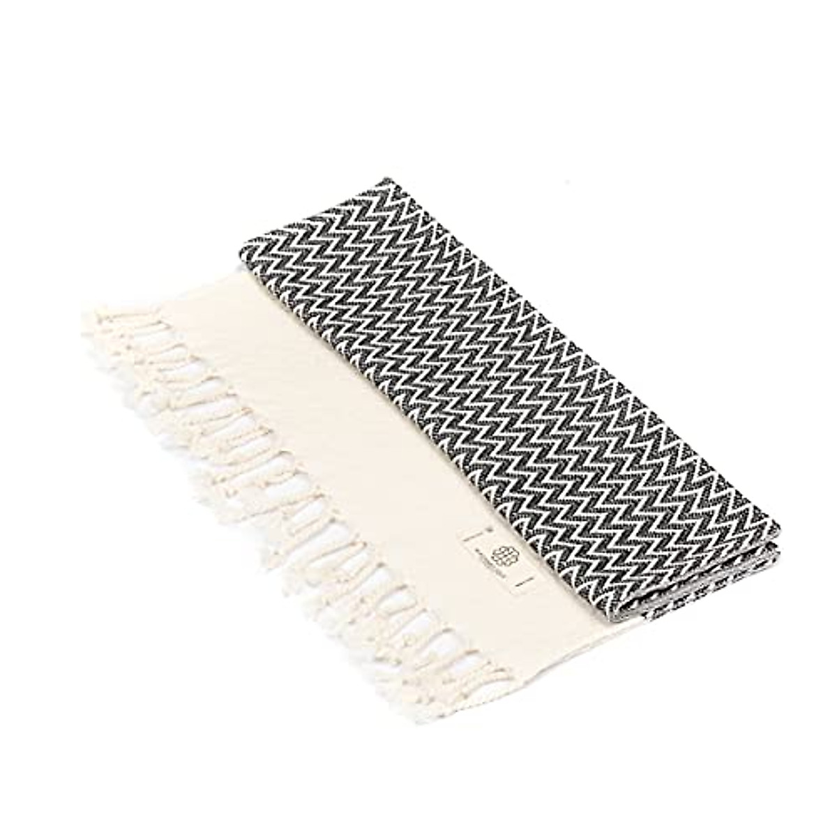 Madamelique Exclusive Hand Towels Set of 2-18 x 40 Inches - Decorative Bathroom Peshtemal Towel for Hand, Face, Hair, Yoga, Tea, Dishcloth, Kitchen and Bath - 100% Pure Cotton (Black)