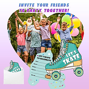 Mingdcdc Let’s Skate Greeting Card - Roller Skating Birthday Thank You Card, Skating Party, Skating Birthday Invitation, Cards & Gifts, 4.3 x 4.4Inch, 30 Cards, 30 White Envelopes(MD011)