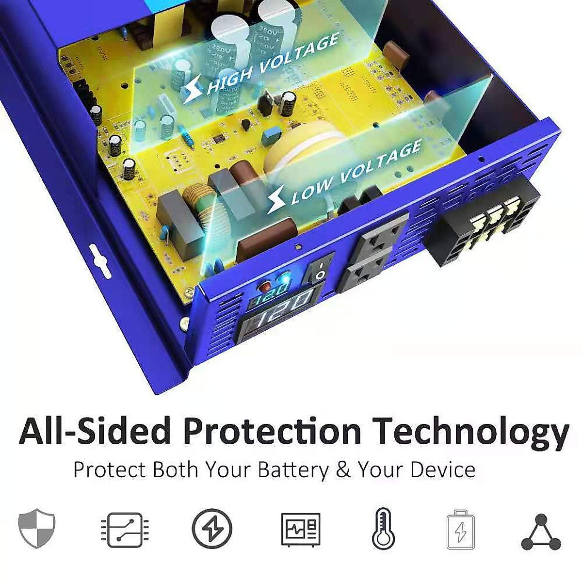 2500 Watt Pure Sine Wave Inverter 12V DC to 120V AC, 2500W Power Inverter Surge 5000W Power Converter for Solar System. (2500W 12V 120V)