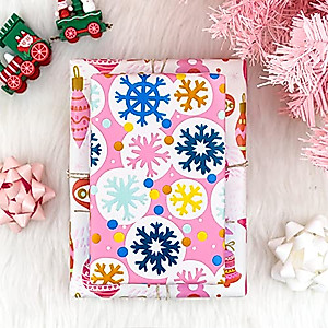 MAYPLUSS Christmas Wrapping Paper Roll - Mini Roll - 17 inch X 120 inch Per roll - 3 Different Pink Design (42.3 sq.ft.ttl)