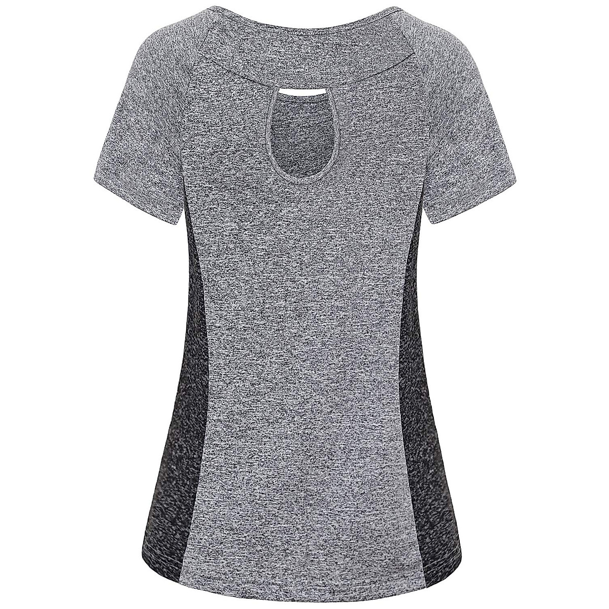 MISS FORTUNE Womens Exercise Tops Short Sleeved Moisture Wicking Atheltic T-shirt Plus Size Gym Shirts for Yoga Grey Pilates Clothes Medium