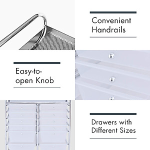 DORTALA 12 Drawer Rolling Storage Cart, Utility Cart with Wheels, Tools Scrapbook Paper Organizer, 2 Sizes of Drawers, Multipurpose Lightweight Cart for School, Office, Home, Beauty Salon, White