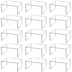Hedume 16 Pack Clear Acrylic Display Risers, 4.4" x 3.2" x 2.2" Display Stand for Figures, Buffets, Dessert, Cupcakes, Candy, Jewelry and Collectibles