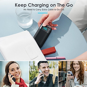 Portable Charger with Built in Cables, Ultra-Compact 13800mAh PD Fast Charging USB C Power Bank, 4 Output LCD Display Battery Pack Compatible with iPhone 15/14/13/12/11 Series, Samsung Android Phones