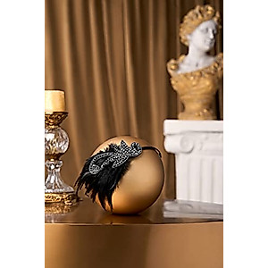 BABEYOND 1920s Flapper Headband Accessories Roaring 20s Feather Hair Band Vintage Gatsby Party Accessories (Silver)