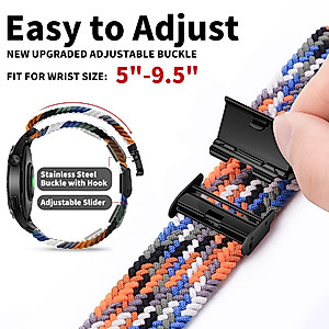 20mm Sport Loop Band Compatible with Samsung Galaxy Watch 7 6 5 4 Band 40mm 44mm/Watch 5 Pro 45mm/Galaxy Watch 4 6 Classic Band 42mm 46mm 43mm 47mm/Watch 3 41mm/Active 2 Nylon Braided Strap Women Men