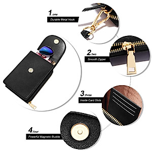 KUKOO Small Crossbody Bags for Women Cell Phone Purse Wallet Mini Shoulder Handbag with Credit Card Slots