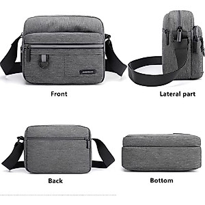 Small Canvas Crossbody Bag for Men,Small Shoulder Bag, Mini Messenger Bag for Cell Phone, Portable mobile phone coin bag (B-Grey)