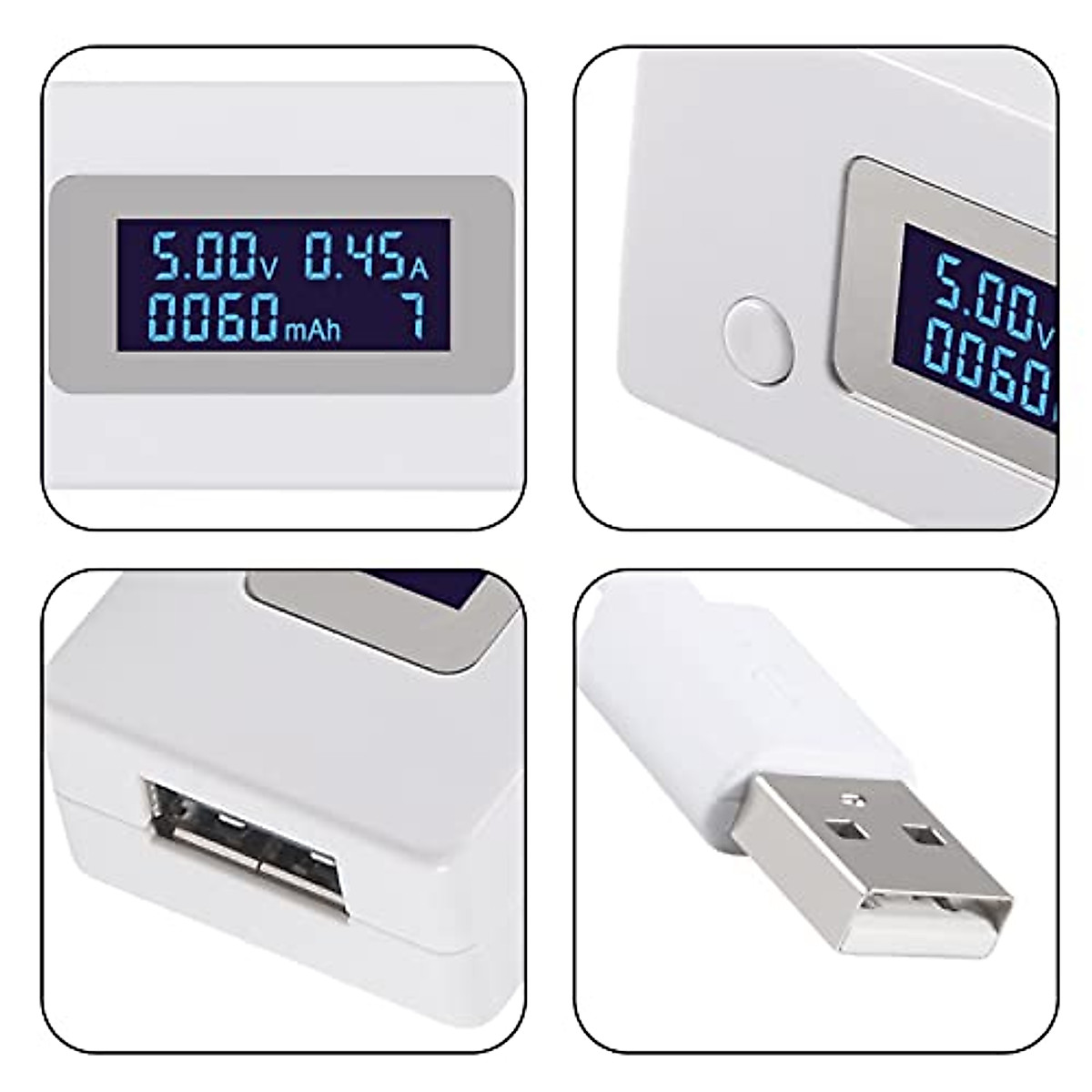 ACEIRMC 3pcs USB Volatage/Amps Power Meter, Tester Multimeter Test Speed of Charger, Cables, Computer, Power Bank (USB White)