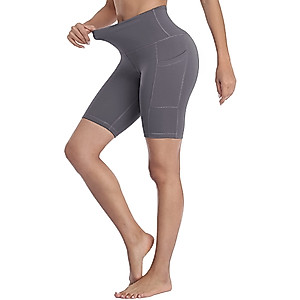 Zonoss 4 Pack Biker Shorts with Pockets for Women High Waist,Womens Athletic Workout Shorts for Summer,2Black,Dark Gray,Light Gray,XL