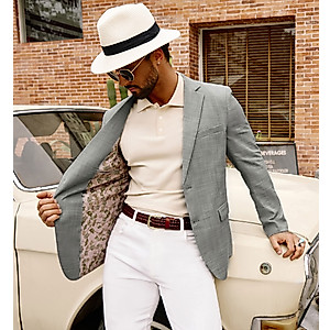 Mens Slim Fit Sport Coat Casual Blazer 2 Button Business Notch Lapel Collar Suit Jacket for Work Grey XXL