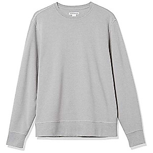 Amazon Essentials Men's Long-Sleeve Lightweight Fleece French Terry Crewneck Sweatshirt, Light Grey Heather, Medium