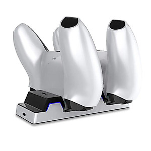 SLAJOY PS5 Controller Charger Station with Fast Charging AC Adapter 5V/3A, Dual Controller Charging Stand for Playstation 5, Docking Station Replacement for DualSense Charging Station G