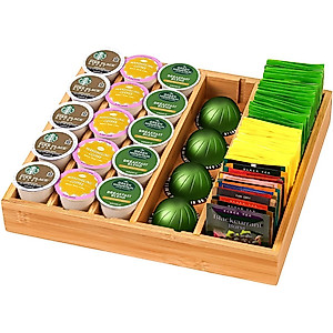 FUHUIM Bamboo k Cup Holder for Drawer Countertop, Coffee pod Holder Organizer , K- Cup Storage for Coffee Station Home Office and Kitchen (Bamboo)