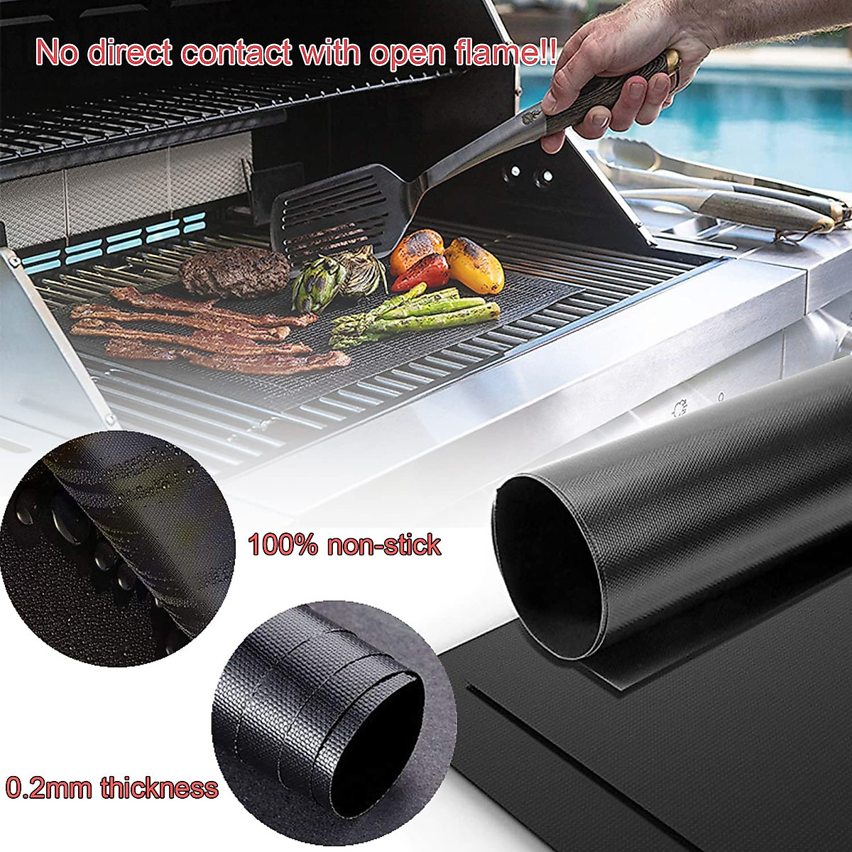 Akblaklsa 4 Pack Non-Stick Oven Liners and Mesh Mats, Reusable Liners for Toaster Oven, 13 × 15.74 inch Grill Mats and Mesh Mats, Oil Brush, Toaster Oven Reusable Mats Set, Heat Resistant Baking Mat