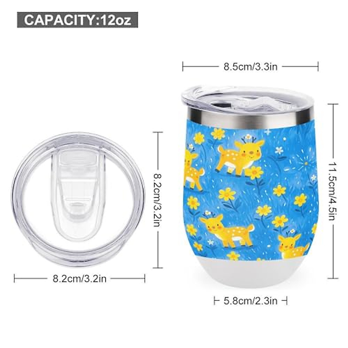 OPTKSNCU 304 Stainless Steel Insulated Cup with Lid, Yellow Sika Deer Print Durable, And Easy to Clean – Ideal for Home, Office, And Gift Giving