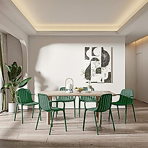 LESHI Dining Chair with Armrests Backrest Plastic Chairs Bar Breathable Design Simple Art Style for DiningRoom Bedroom Living Room Patio Indoor Outdoor (Set of 2, Dark Green)
