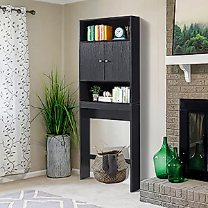 Cimlyfit Over The Toilet Storage Cabinet, 3-Tier Bathroom Space Saver, Bathroom Organizer Shelf Over Toilet, Freestanding Multifunctional Laundry Organizer Toilet Rack Black