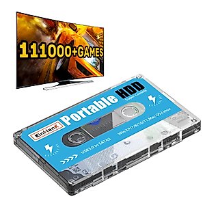 Kinhank 500G Portable External Game Hard Drive Disk, Built-in 111000+ Games, Batocera 33 Game System, for Laptop/PC/Windows/, (No Gamepad)