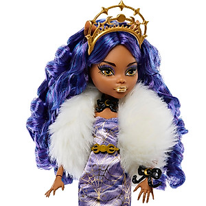 Monster High Howliday Winter Edition Doll, Clawdeen Wolf Collectible in ICY Lavender Gown with Furry Boa & Accessories