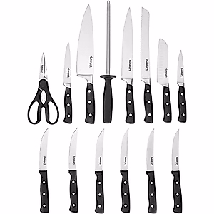 15 Piece Kitchen Knife Set with Block by Cuisinart, Cutlery Set, Triple Rivet Collection, C77TR-15P