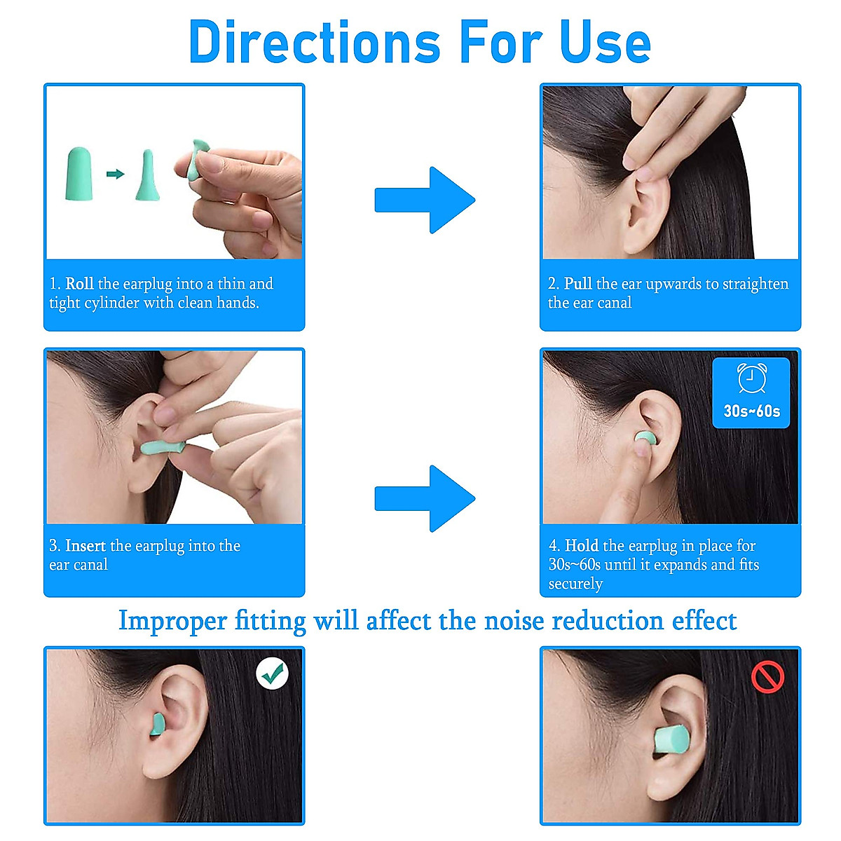 (50 Pair) Ear Plugs for Sleeping, Reusable Soft Foam Earplugs Noise Cancelling Sound Blocking Reduction Earplugs for Sleeping, Snoring, Concerts, Airplanes, Travel, Work, Loud Noise, 35dB Highest NRR