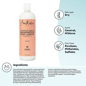 Shea Moisture Body Wash and Shea Moisture Lotion - Coconut & Hibiscus Body Wash & Coconut Lotion for Dry Skin with Songyi Mushroom, 13 Fl Oz Ea (2 Piece Set)