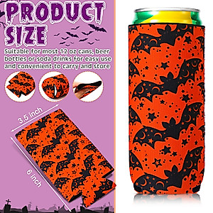 Zhehao 16 Pcs Halloween Can Cooler Sleeves Skinny Skull Bottle Cooler Neoprene Insulated Adult Halloween Party Favors Pumpkin Cat Spider Gift Alcohol Holder Beverage for Party Supplies (Stylish Style)