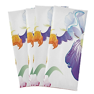 Kigai Kitchen Dish Towels Purple Iris Flower Soft Tea Towel Set of 4 Absorbent Dishcloths Hand Towels for Dish Clean Cloth 28" x 18"