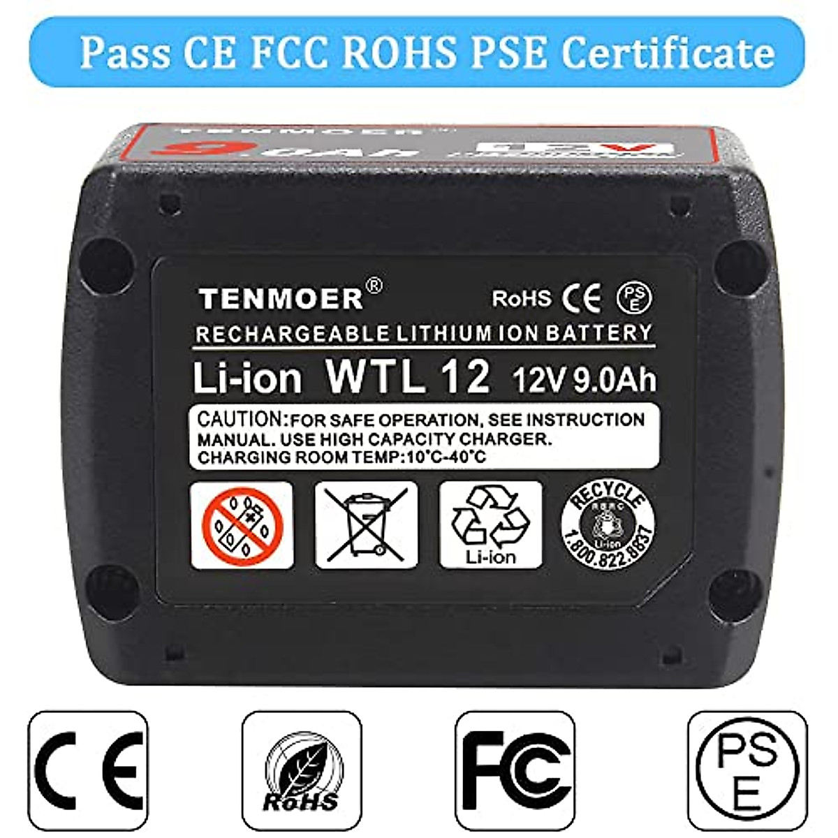 TENMOER 2 Pack 9.0Ah Compatible with Milwaukee M12 Battery Replacement for Milwaukee M12 12V Batteries 48-11-2460