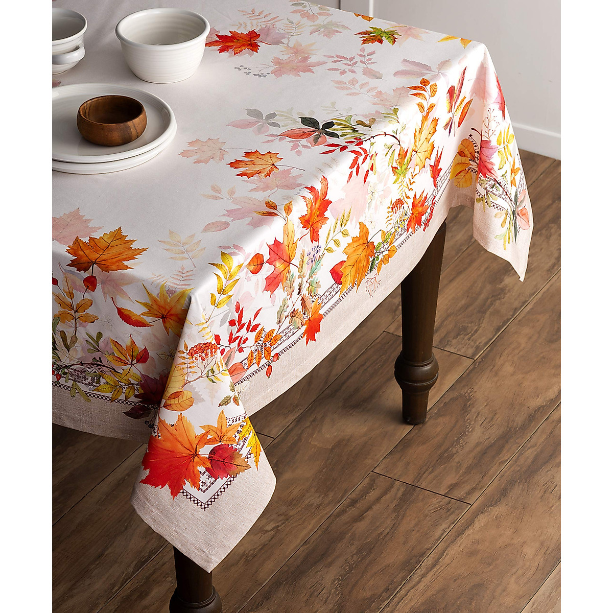 Maison d' Hermine 100% Cotton Table Cover - 60"x90" Rectangle Decorative Tablecloth - Washable Tablecloths for Dining, Home, Farmhouse & Party - for Thanksgiving & Christmas - Amarante Collection
